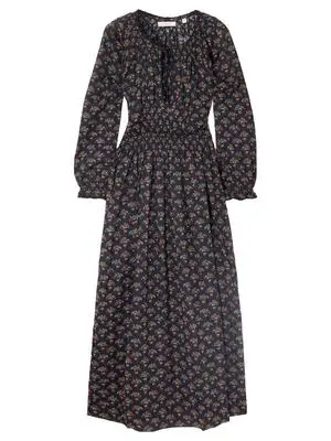 DÔEN Delfina Floral-print Organic Cotton-voile Midi Dress - Multi