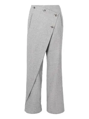 COURREGES Oblique Caviar Wool Straight-leg Pants - Gray