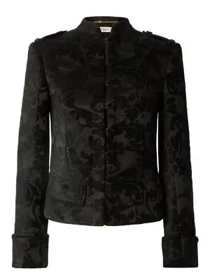 Chloé Velvet-jacquard Military Jacket - Black