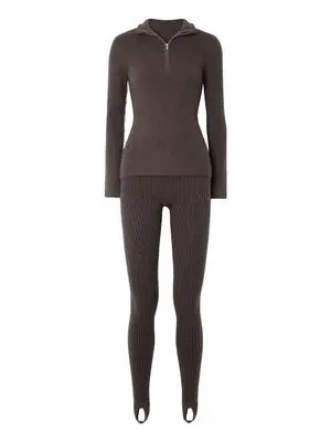 Arch4 Ella Ribbed Cashmere Ski Set - Brown