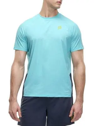 PELOTON Grid Jacquard Colorblock Short Sleeve Tee - Aqua Sky