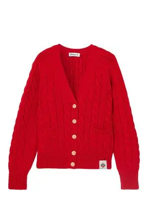 Bally Cable-knit Merino Wool Cardigan - Red