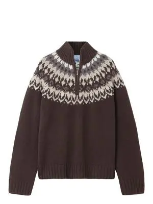 Arch4 Fair Isle Cashmere Half-zip Sweater - Brown