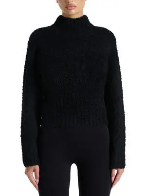 Naked Wardrobe Turtleneck Bouclé Sweater - Black