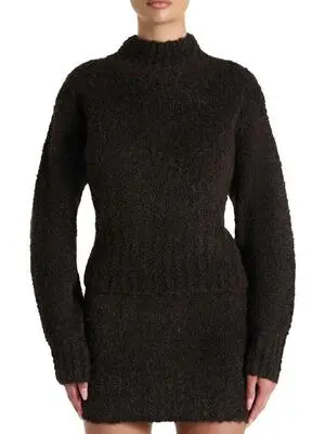 Naked Wardrobe Turtleneck Bouclé Sweater - Dark Chocolate