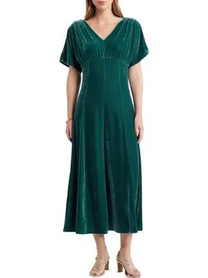 Chelsea28 Velvet V-neck Maxi Dress - Green Ponderosa