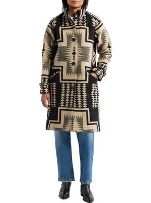Pendleton Timberline Virgin Wool-blend Blanket Coat - Black/tan Harding