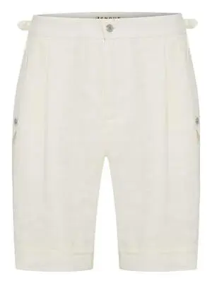 JENDUE Lucia Denim Linen High-waisted Shorts - White