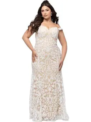 SYDNEY'S CLOSET Sequin Mermaid Formal Dress - Ivory/nude