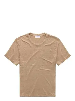 WOLF VS. GOAT (WVG) Short Sleeve Linen Crew Neck Tee - Hazelnut