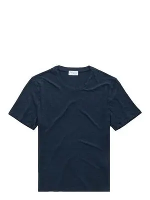 WOLF VS. GOAT (WVG) Short Sleeve Linen Crew Neck Tee - Navy