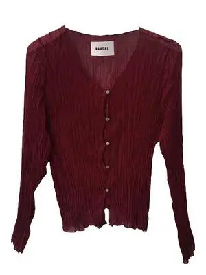 Baacal Maya Pleated Cardigan - Burgundy