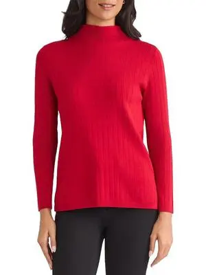 Jones New York Funnel Neck Ribbed Sweater - Venetian Red