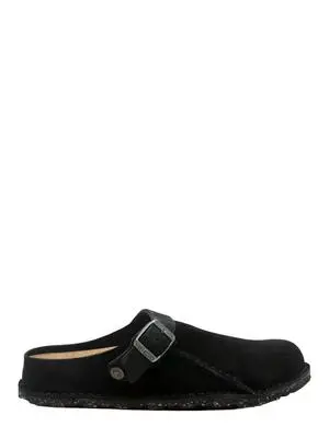 BIRKENSTOCK Lutry Buckle Leather Slippers - Black