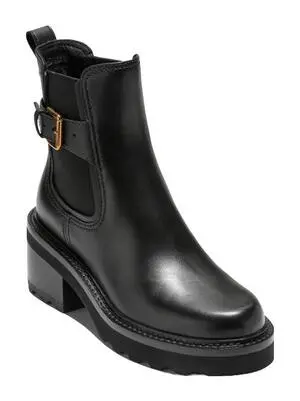 Cole Haan Shibley Waterproof Lug Bootie - Black Leather