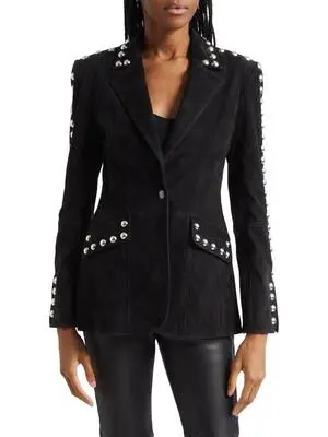 CINQ À SEPT Studded Suede Blazer