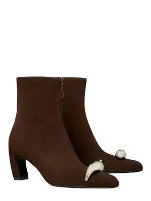 Tory Burch Pierced Xl Bootie - Dark Cocoa/silver