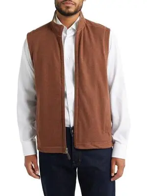 Johnston & Murphy Icon Reversible Knit Cotton Blend Vest - Rust/oatmeal