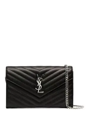 Saint Laurent Cassandre Leather Shoulder Bag - Black
