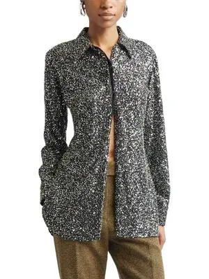 Rabanne Embellished Crepe Button-down Shirt - Black