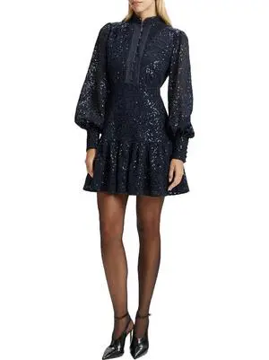 Bardot Remy Lace & Sequin Mini Dress - Navy