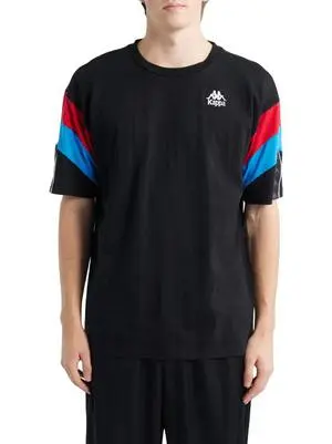 Kappa 222 Banda Otto Colorblock T-shirt - Black - Red Racing - Blue Sea