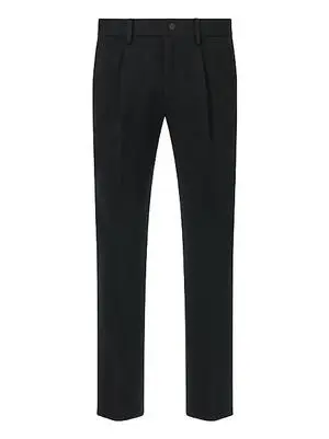 Boggi Milano Technical Pleated Wool Blend Trousers - Black