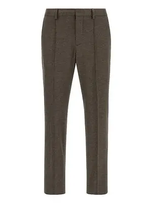 Boggi Milano Piping Straight-leg Jersey-blend Trousers - Brown