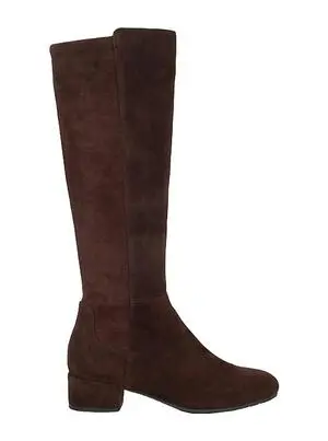 DUNE Tayla Suede Heeled Knee-High Boots Brown Suede