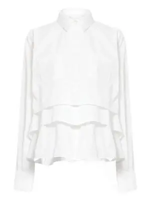 Sacai Layered-hem Cotton-poplin Shirt - Off White