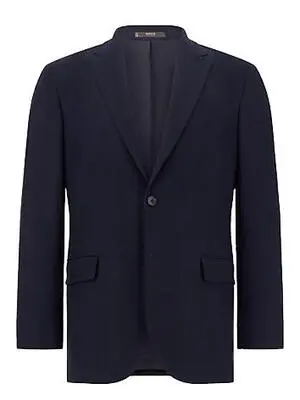 Boggi Milano Herringbone Single-breasted Stretch-wool Jacket - Navy Blue