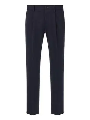 Boggi Milano Technical Pleated Wool Blend Trousers - Navy Blue