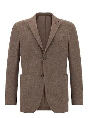 Boggi Milano Micro-texture Cotton-wool Blend Jersey Blazer - Brown
