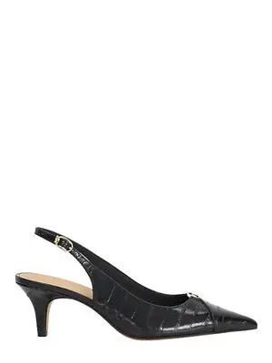 DUNE Heeled Leather Slingbacks - Black Leather
