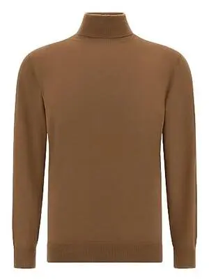 Boggi Milano Turtle-neck Merino-wool Jumper - Hazelnut