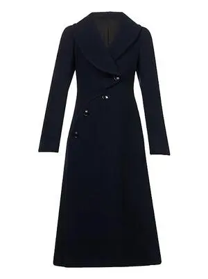 Alaïa Curved Double-breasted Virgin Wool Coat - Minuit