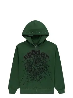 SP5DER Og Web Studded Zip Hoodie Green
