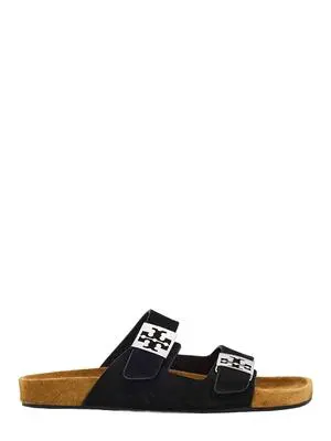 Tory Burch Mellow Suede Buckle Slides - Wild Tabacco  Light Teak