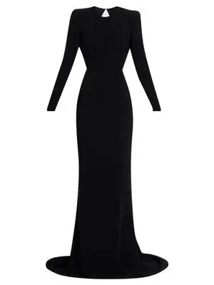 Stella McCartney Strong-shoulder Backless Trumpet Gown - Black
