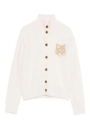 Maison Kitsuné Fox Head Wool Cardigan Beige