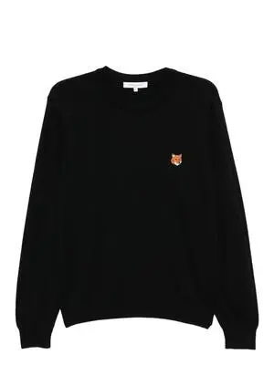 Maison Kitsuné Fox Head Wool Crewneck Sweater - Black