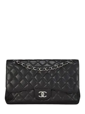 Chanel Quilted Caviar Double Flap Bag - Black
