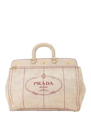 Prada Canapa Logo Tote Beige
