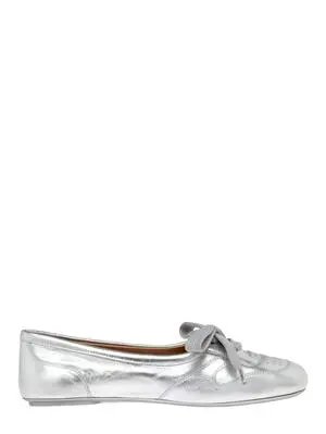GIANVITO ROSSI Lace-up Perforated Ballet Flats - Silver
