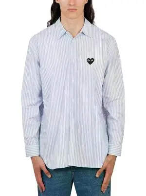 Comme Des Garçons Striped Appliqué Shirt - Blue