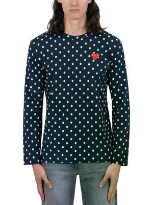 Comme Des Garçons Polka-dot Long-sleeve T-shirt - Blue