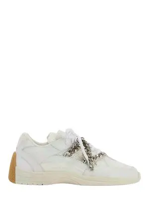 GIUSEPPE ZANOTTI Lace-up Leather Sneakers With Chain - White