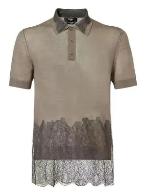 Fendi Lace-panel Polo Shirt - Grey