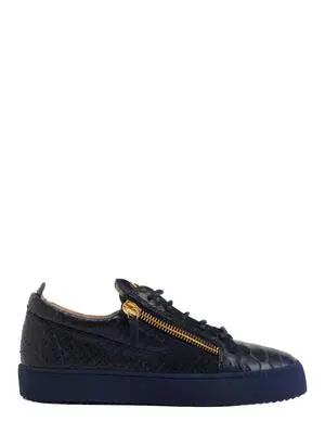 GIUSEPPE ZANOTTI Frankie Reptile-print Sneakers - Blue