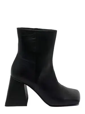 VIC MATIE 100mm Square-toe Block-heel Leather Boots - Black